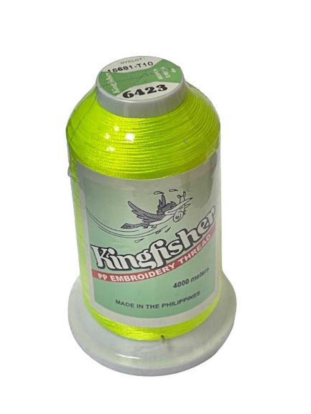 King Fisher Embroidery Thread 4000m 6423 Fluorescent Yellow-Green – My ...